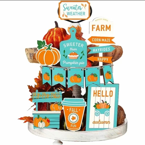 Tasha’s Boutique | Holiday | 2pcs Rustic Fall Decor Set Autumn Wooden ...